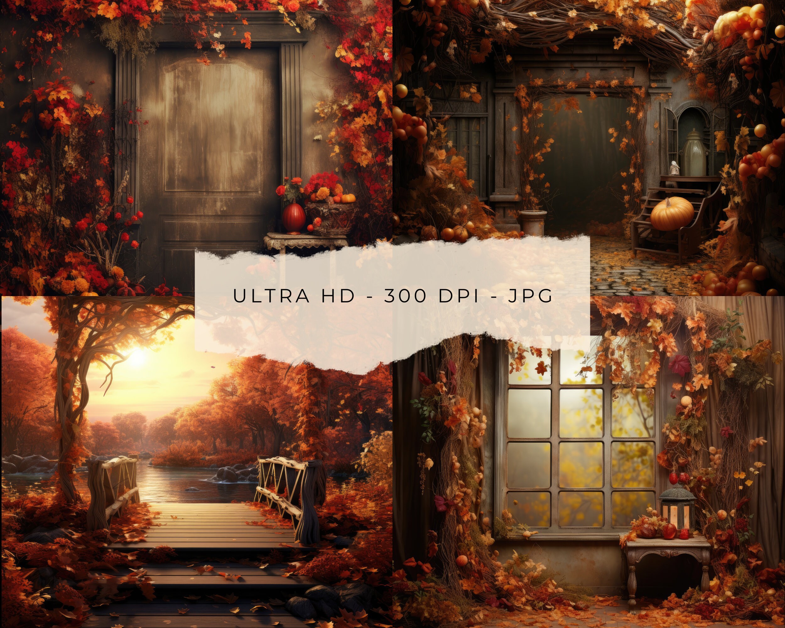 Autumn Digital Backdrops, 26 Stunning Fall Backgrounds, Autumn Mockups ...