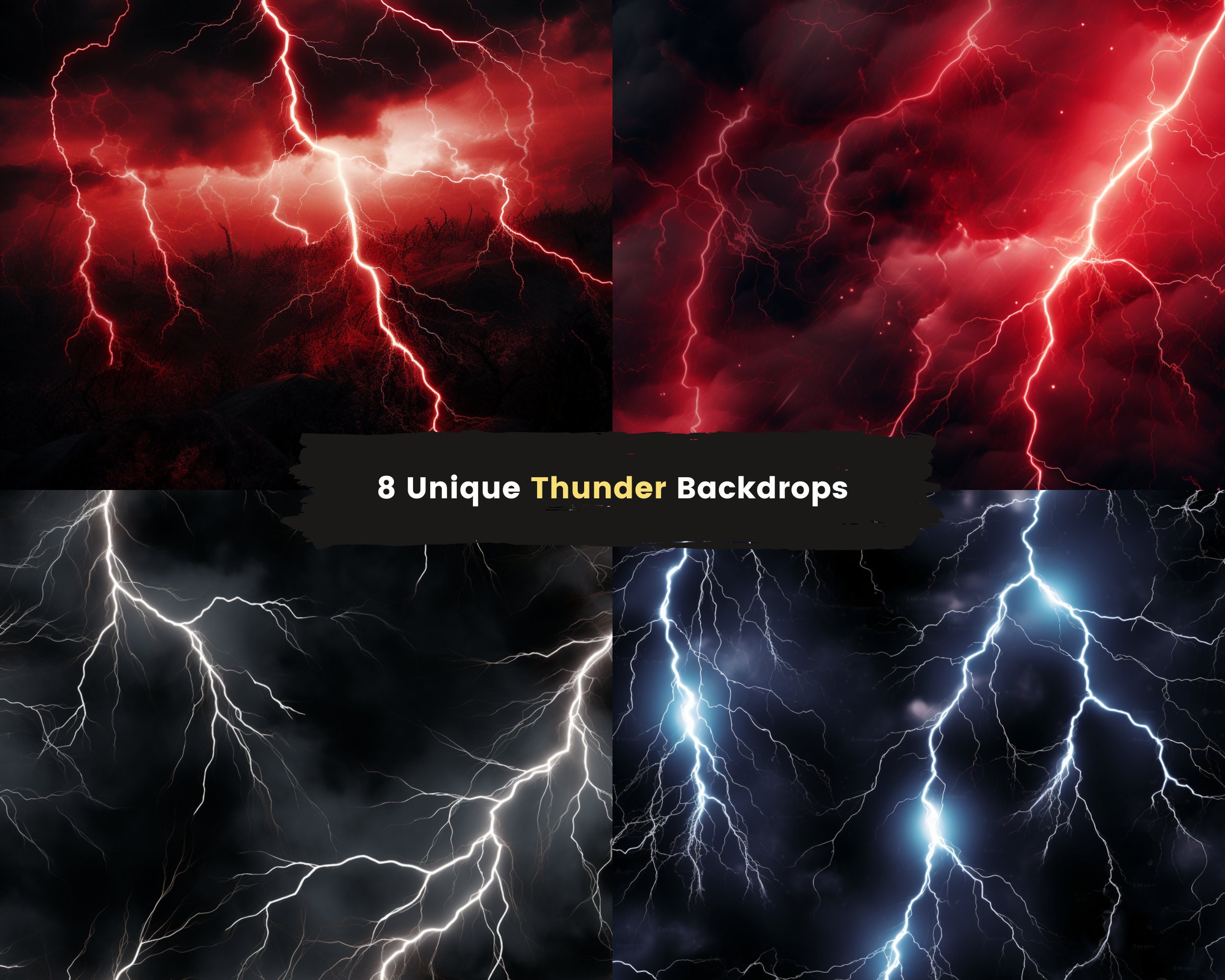 Lightning Digital Backdrops, 8 Superhero Background Overlays, Sports ...