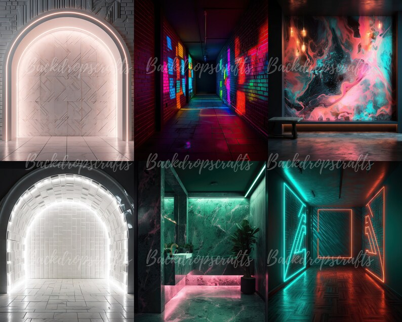 30 Digital Backdrops Stunning Neon Room Photoshop Overlays - Etsy