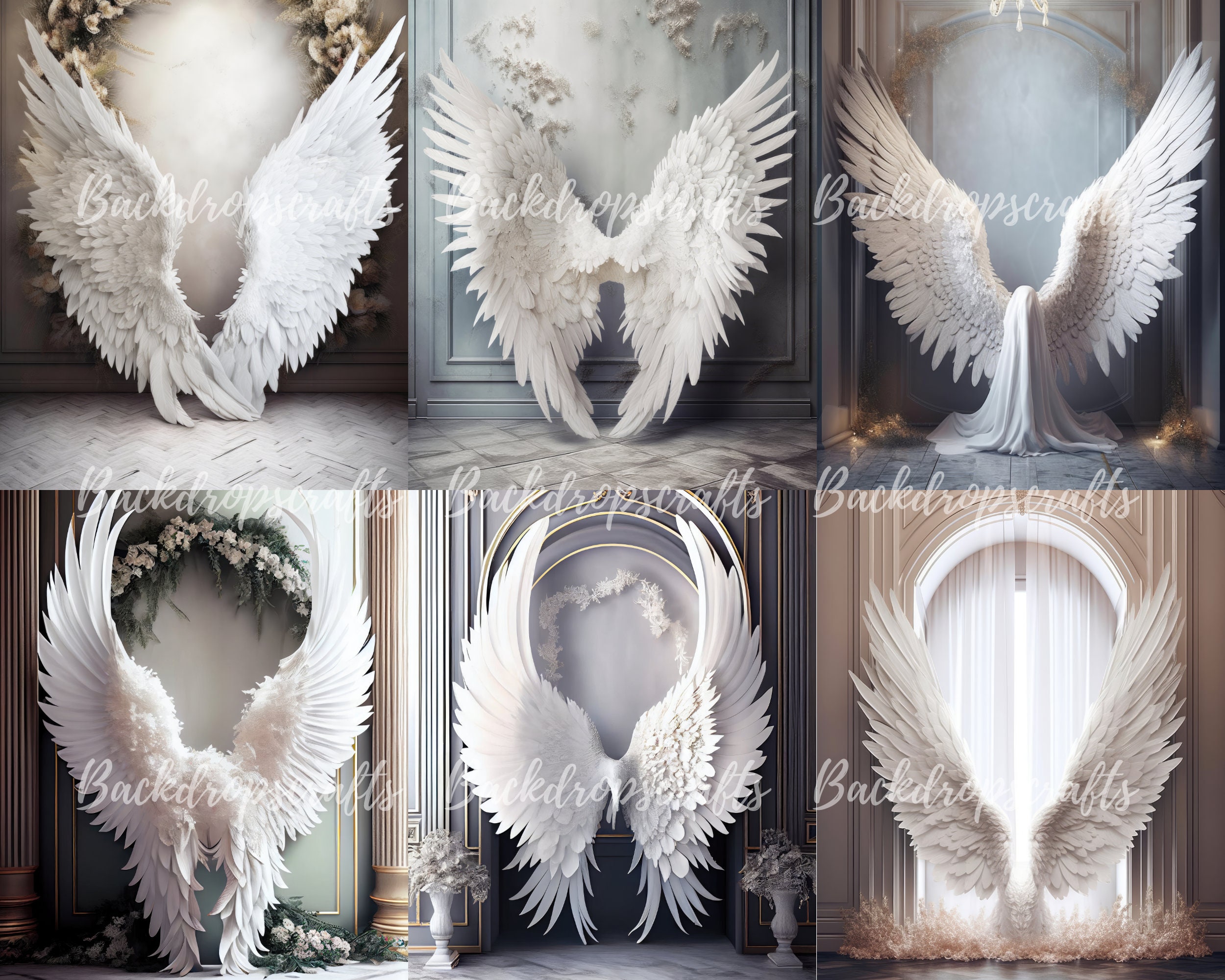 Elegant Angel Wings Digital Backdrops, 30 White Angel Wing Maternity ...