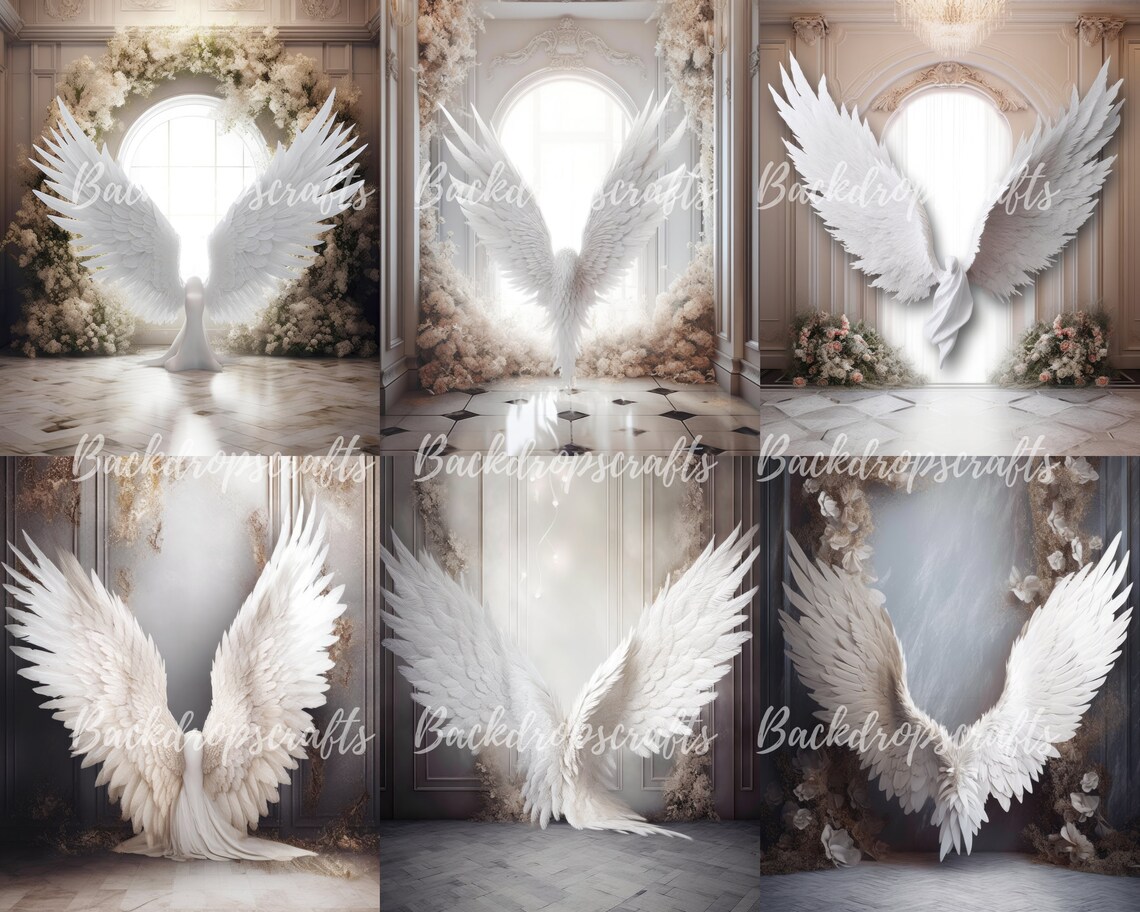 Elegant Angel Wings Digital Backdrops, 30 White Angel Wing Maternity ...