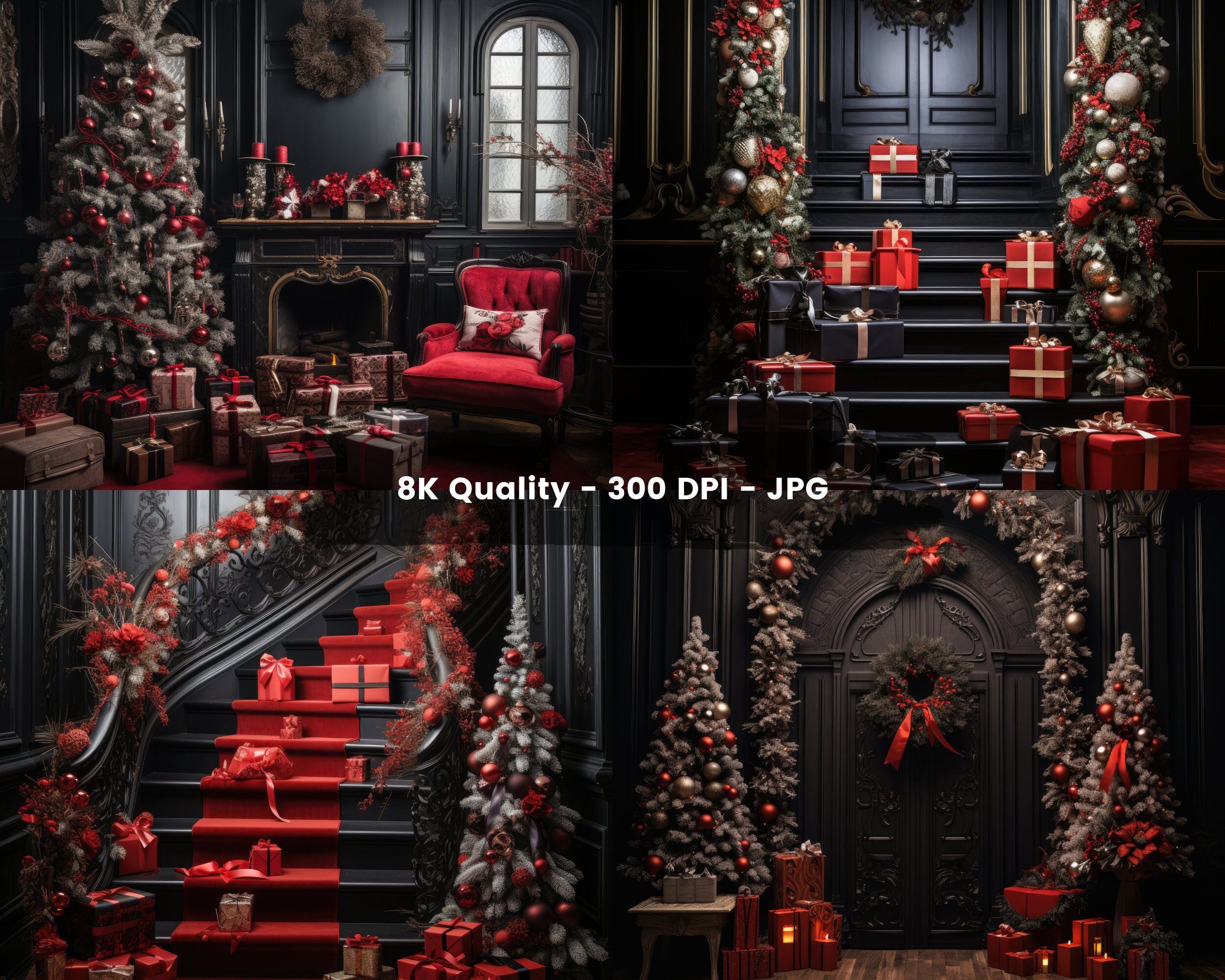 Vintage Christmas Portrait Backdrops for Photography Dark and - Etsy