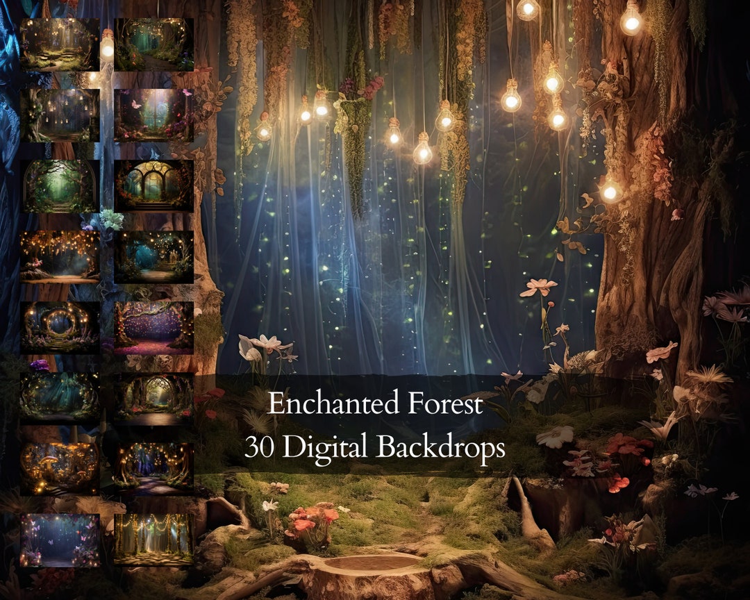 Enchanted Forest Digital Backdrops, Magical Background for Children ...