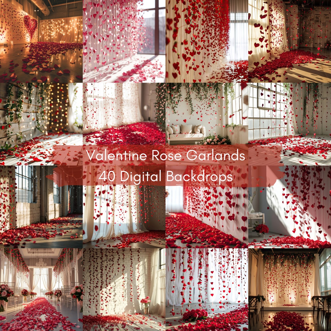 40 Rose Valentines Backdrops, Digital Backdrop for Valentine's Day ...