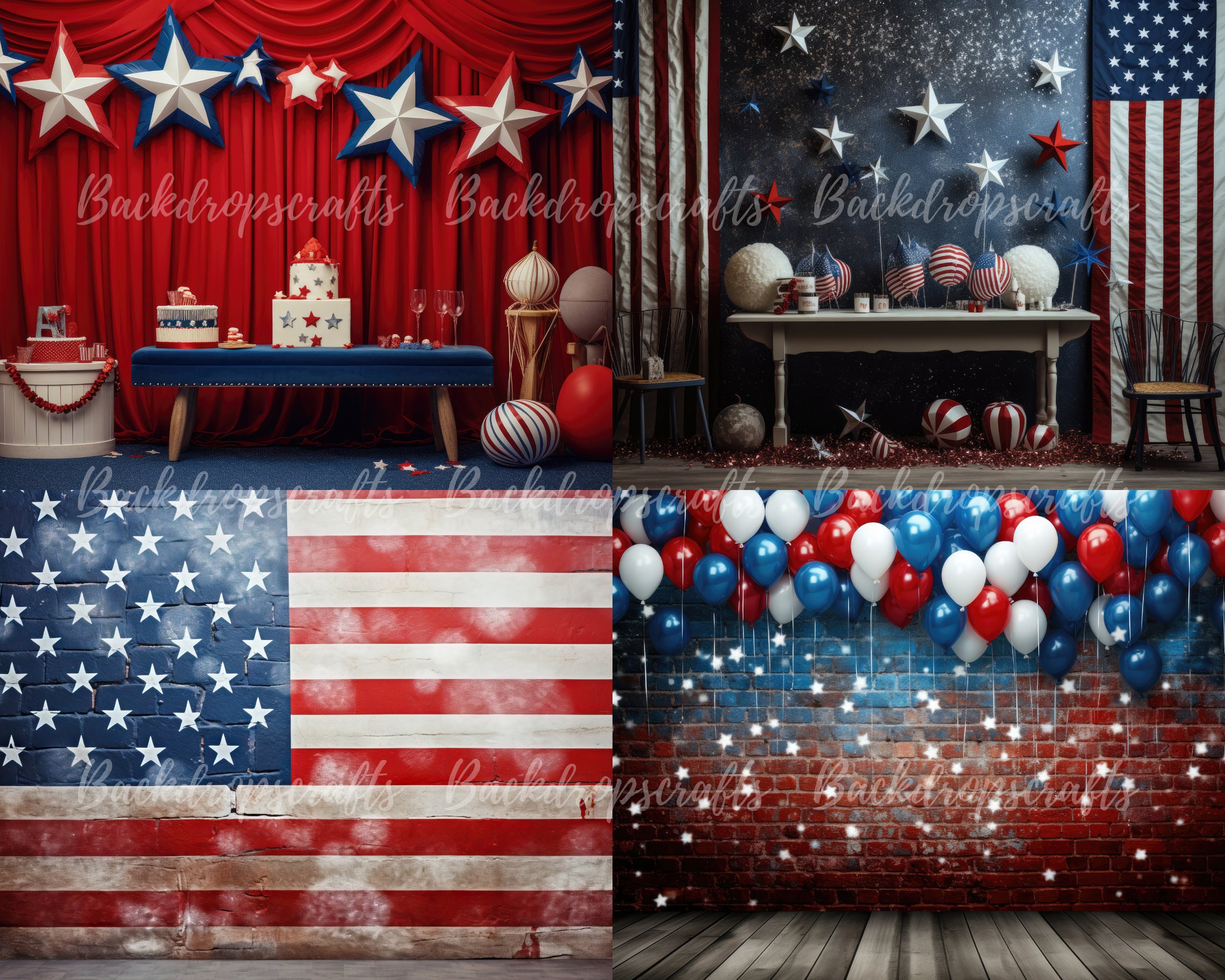 4th of July Digital Backdrops Mega Bundle Patriot Holiday Independence ...