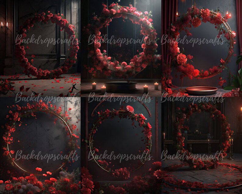 20 Stunning Red Floral Ring Backdrops Digital Backgrounds for - Etsy