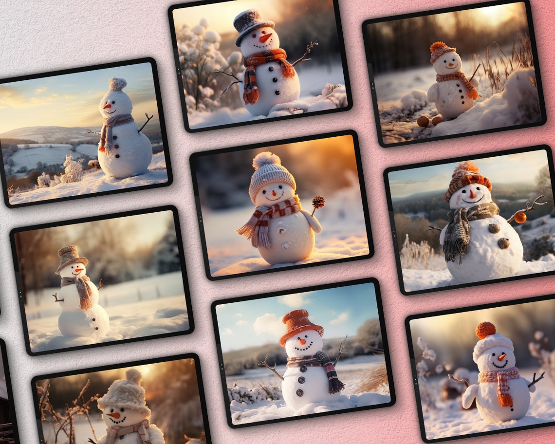 16 Christmas Snowman Digital Backdrops for Photography, Winter Digital ...