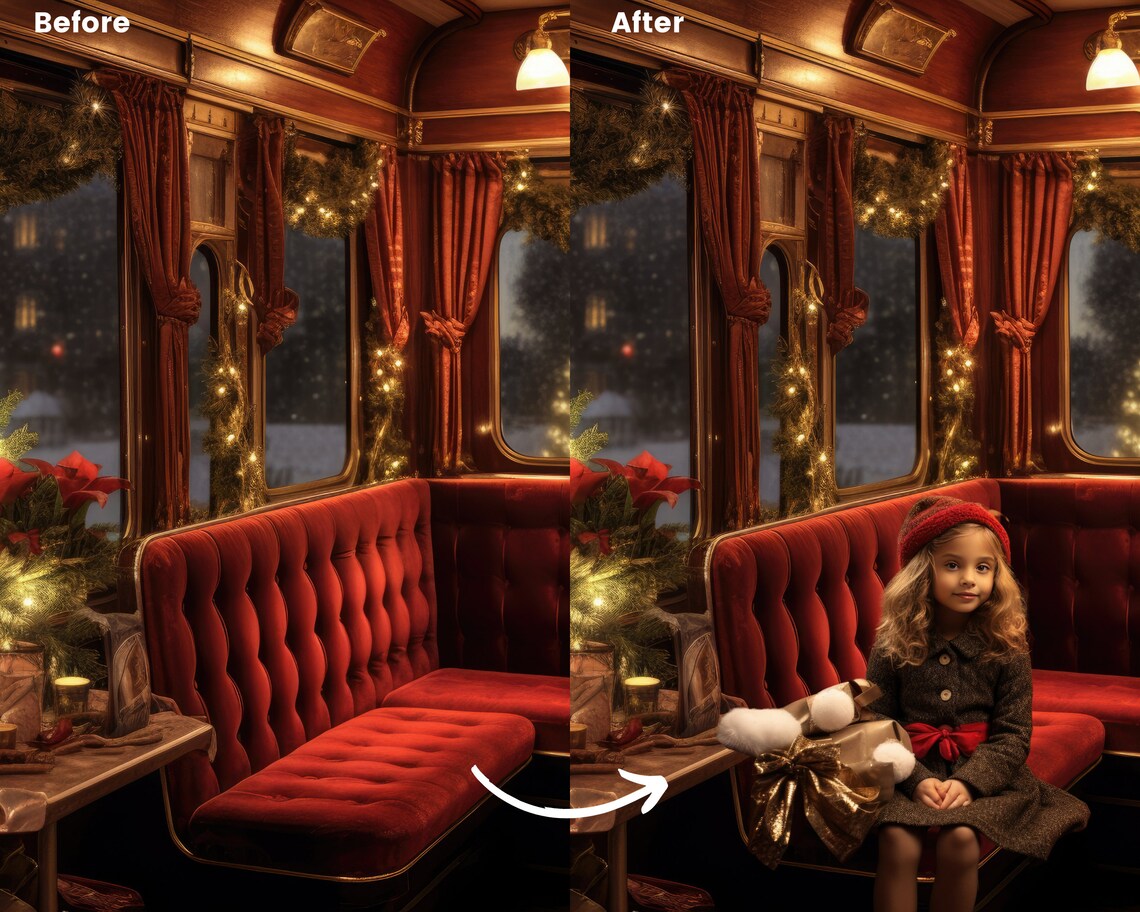 30 Christmas Polar Express Digital Backdrops, Digital Christmas Bundle ...