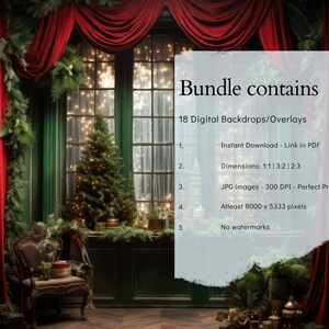 18 Christmas Green Digital Backdrops, Winter Background Overlays ...