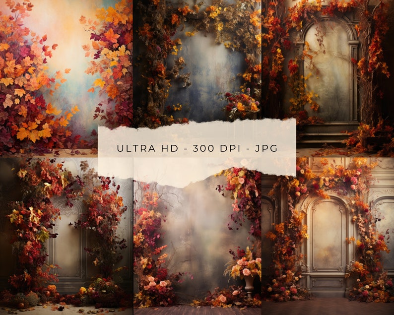 16 Autumn Inspired Digital Backdrops, Fall Studio Props for Photography ...