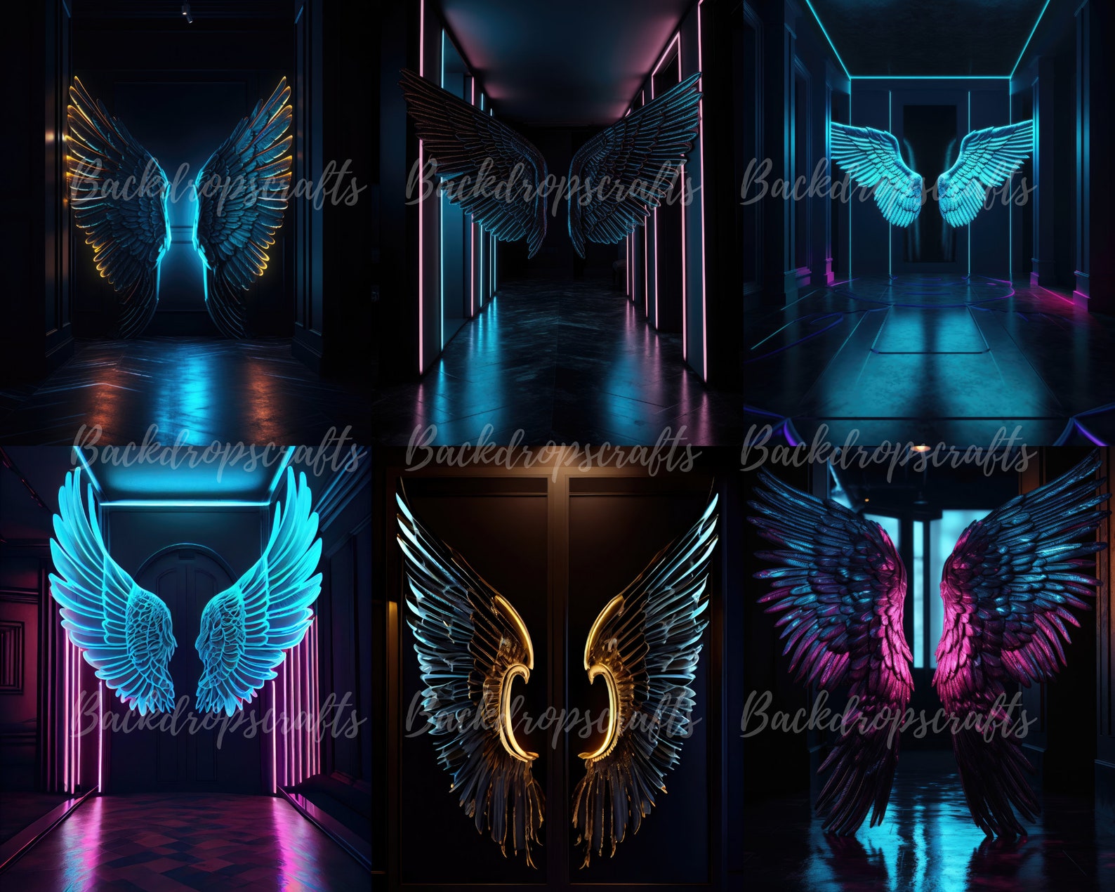 20 Digital Backdrops, Angel Wings Digital Backgrounds, Photography ...