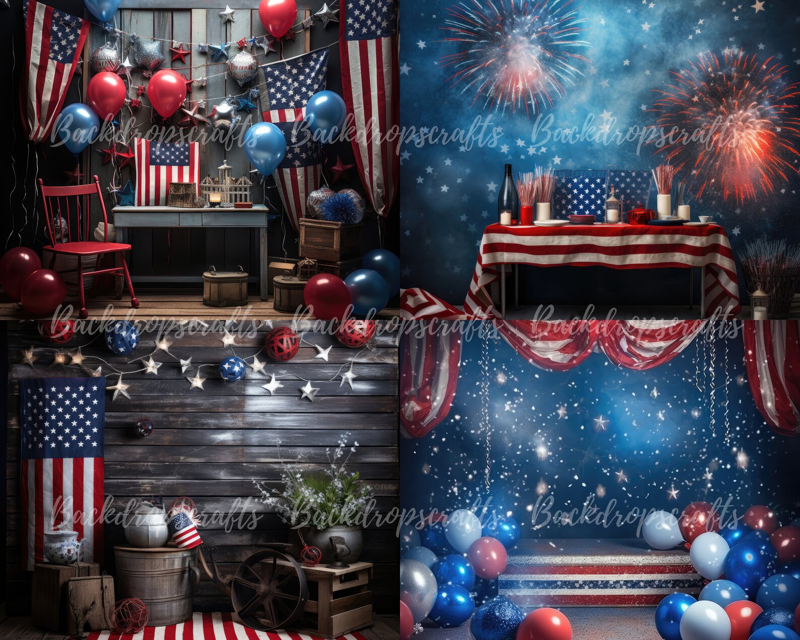 4th of July Digital Backdrops Mega Bundle Patriot Holiday Independence ...