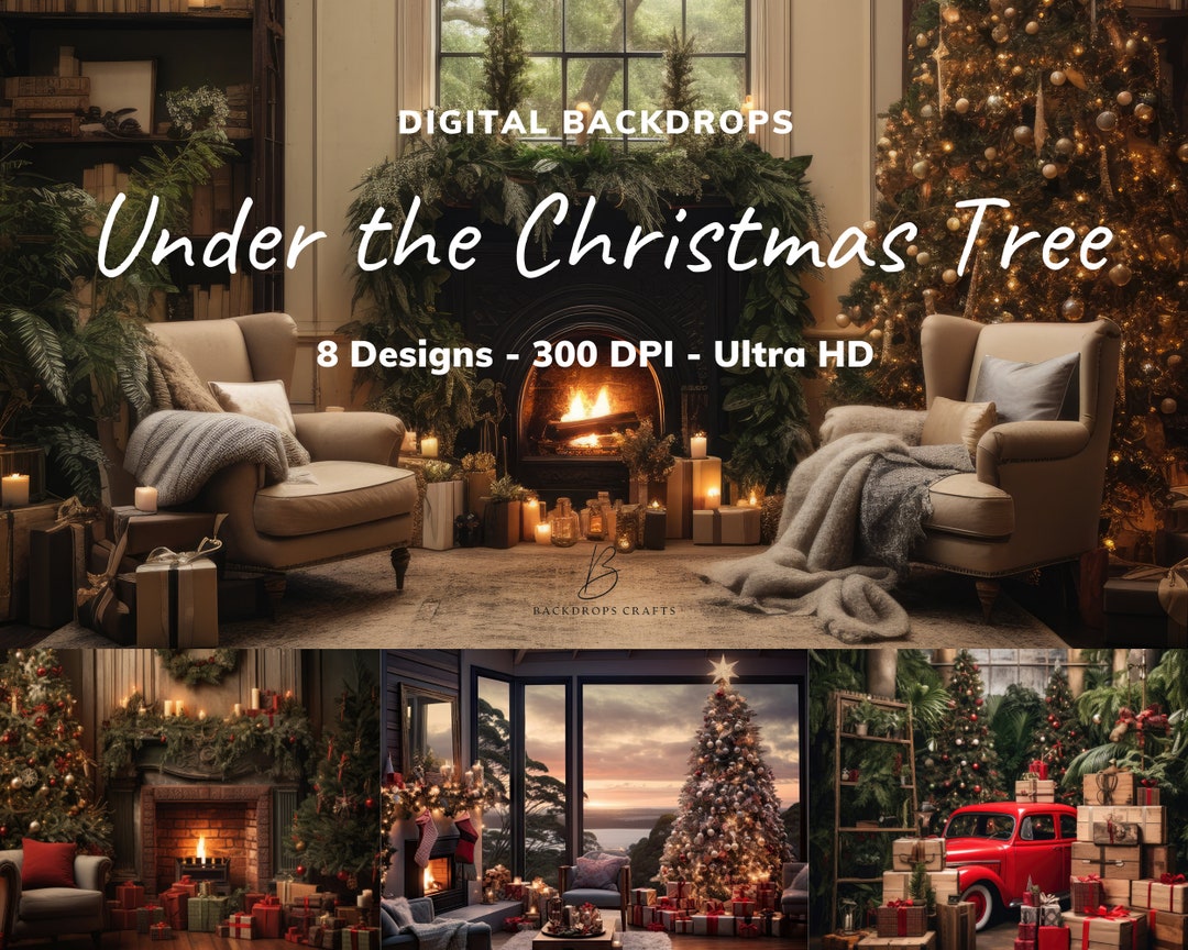 8 Digital Backdrops, Under the Christmas Tree Backdrops, Christmas ...