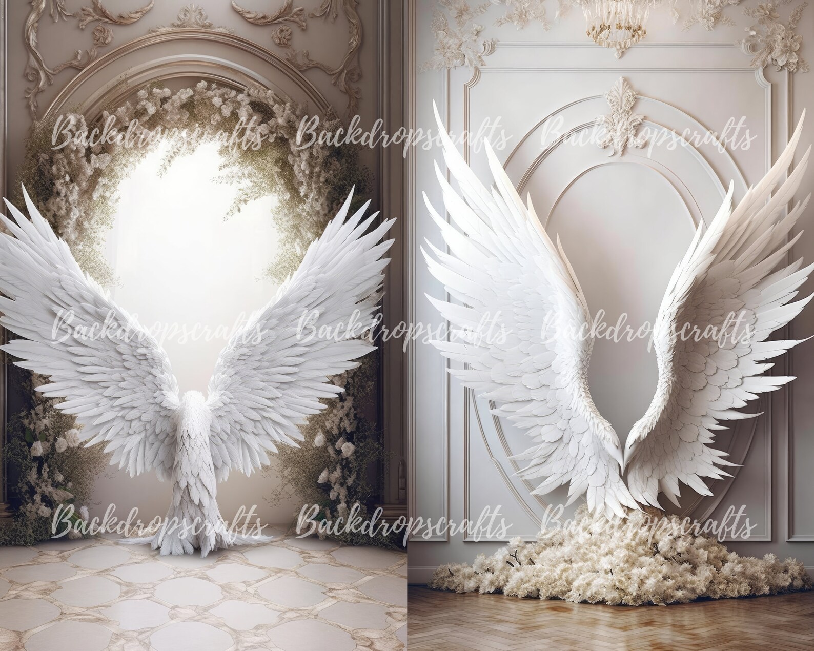 Elegant Angel Wings Digital Backdrops, 30 White Angel Wing Maternity ...