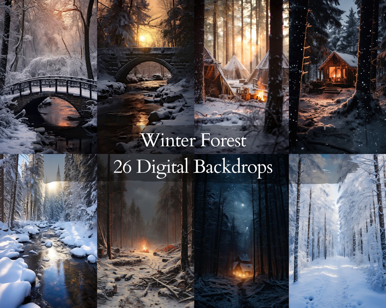 26 Winter Christmas Digital Backdrops, Portraits Backgrounds, Christmas ...