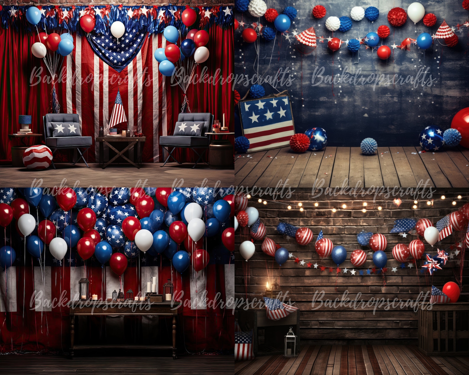 4th of July Digital Backdrops Mega Bundle Patriot Holiday Independence ...