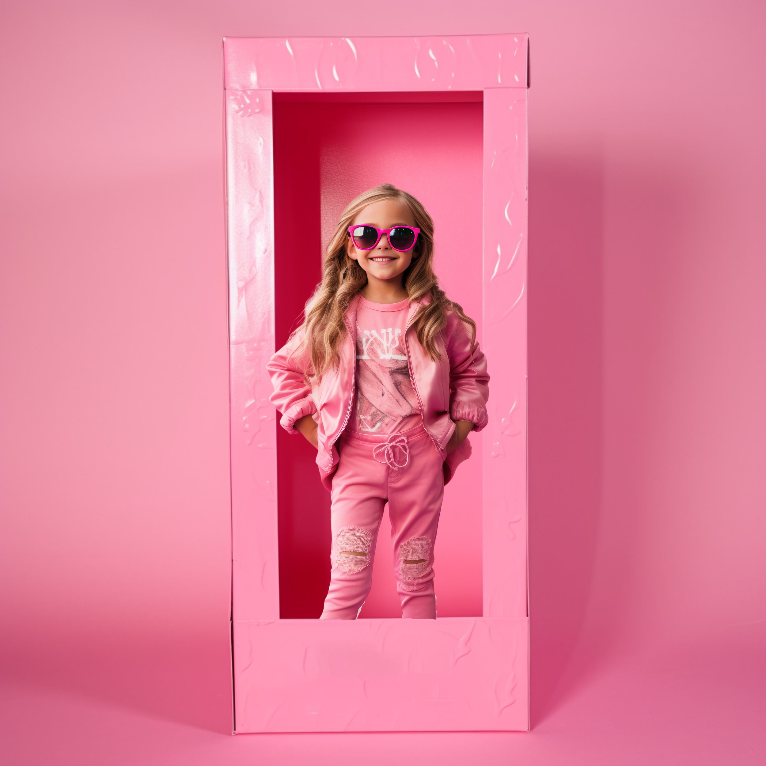 Doll Box Digital Background, 8 Pink Backdrops, Pink Doll Display Box ...