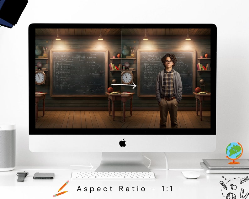 Back to School Digital Backdrops, Middle School Backgrounds for ...