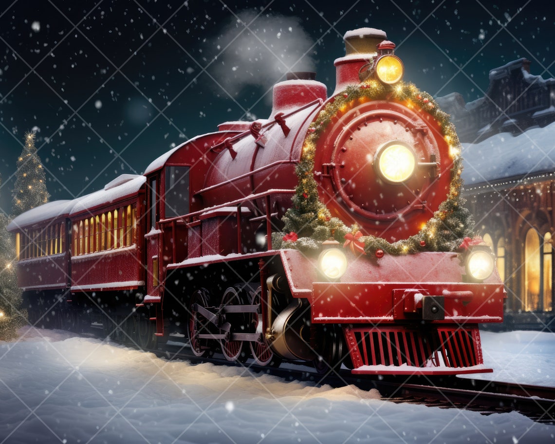30 Christmas Polar Express Digital Backdrops, Digital Christmas Bundle ...