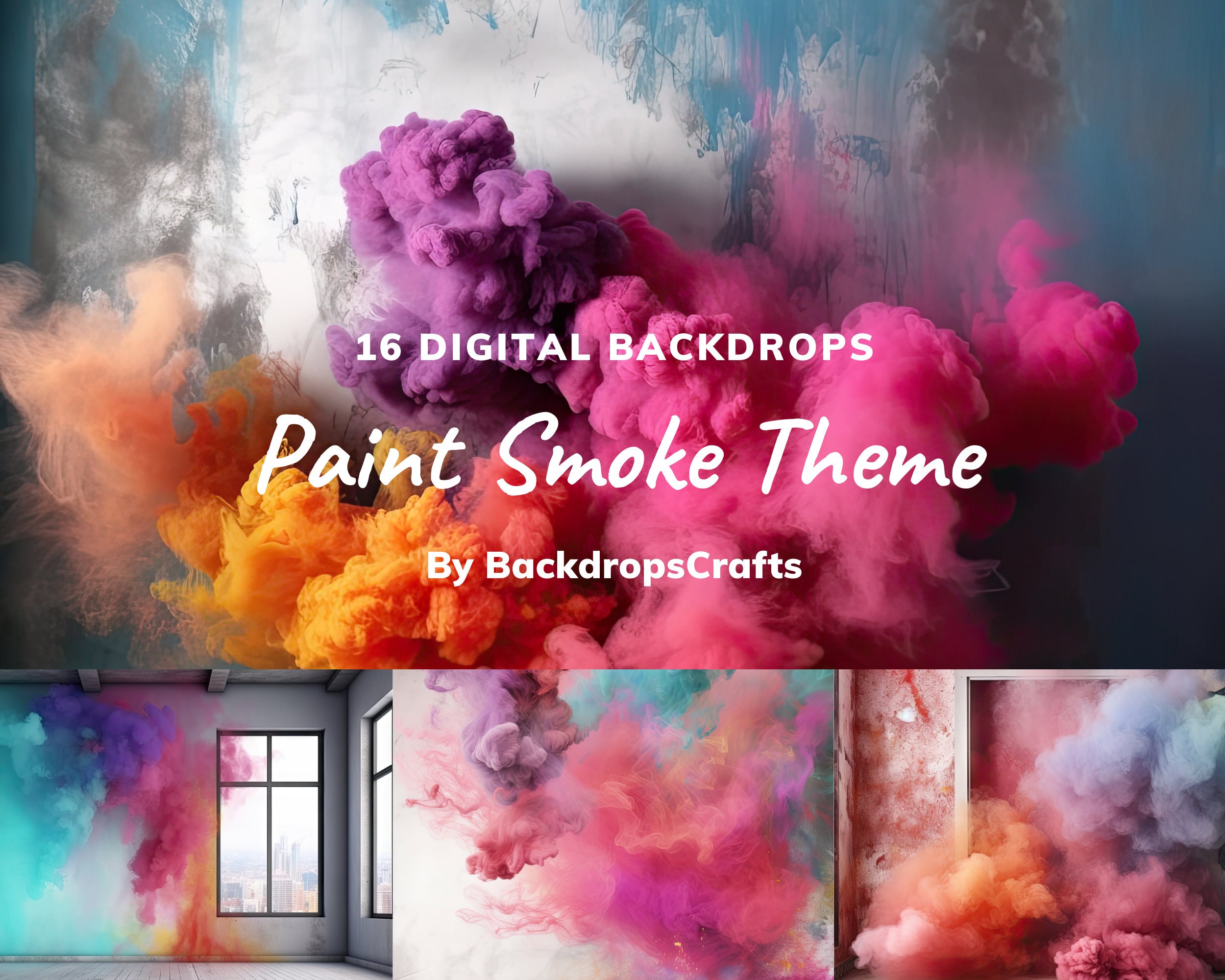 16 Paint Smoke Digital Backdrops, Photoshop Textures Overlays, Fine Art ...