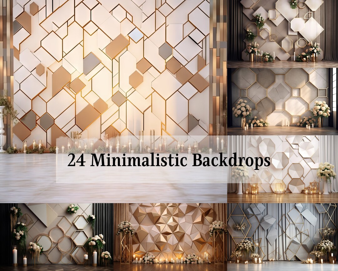 24 Digital Backdrop Overlays, Digital Gold and White Backgrounds ...