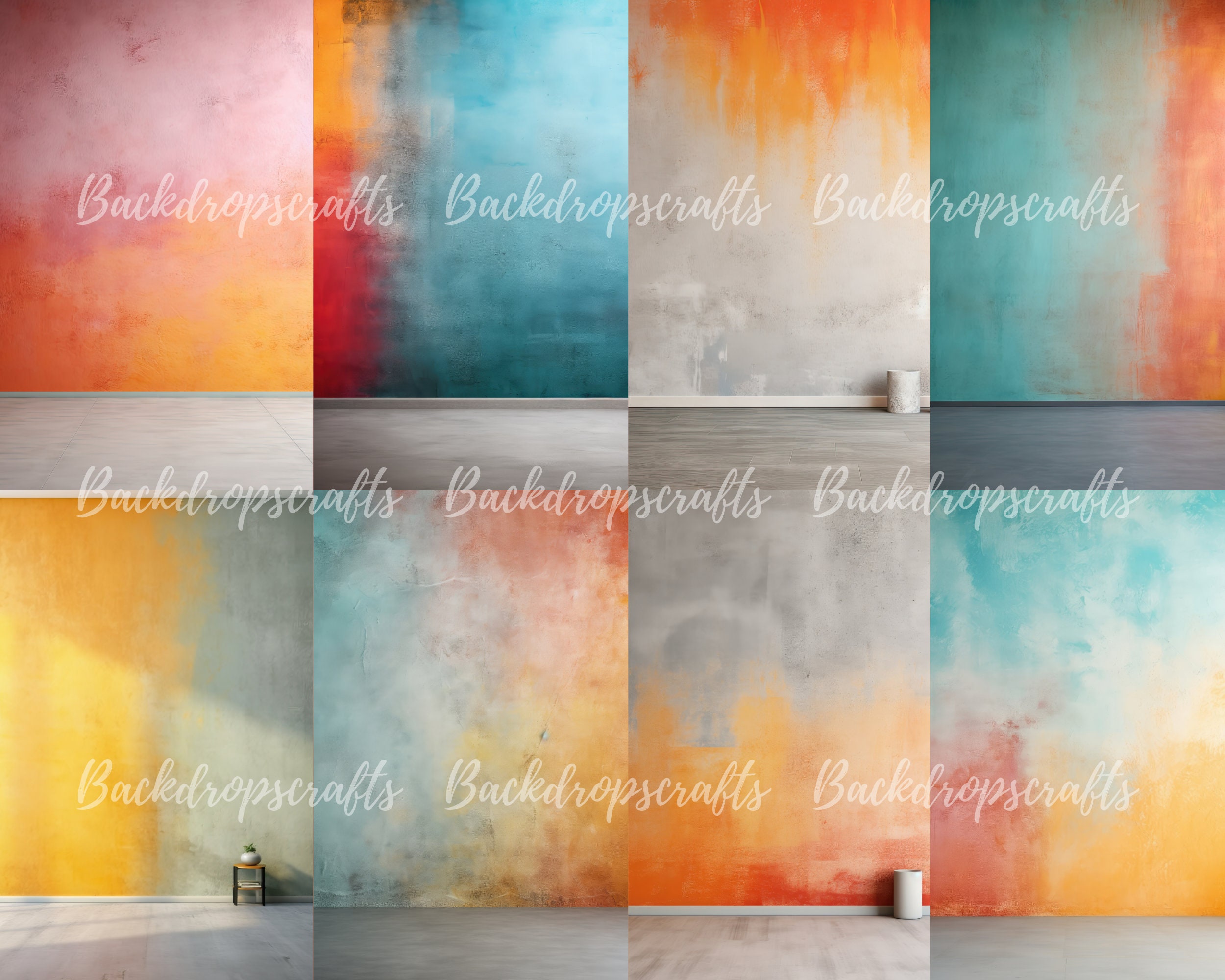 16 X Studio Digital Backdrops, Paint Studio Concrete Room Textures ...