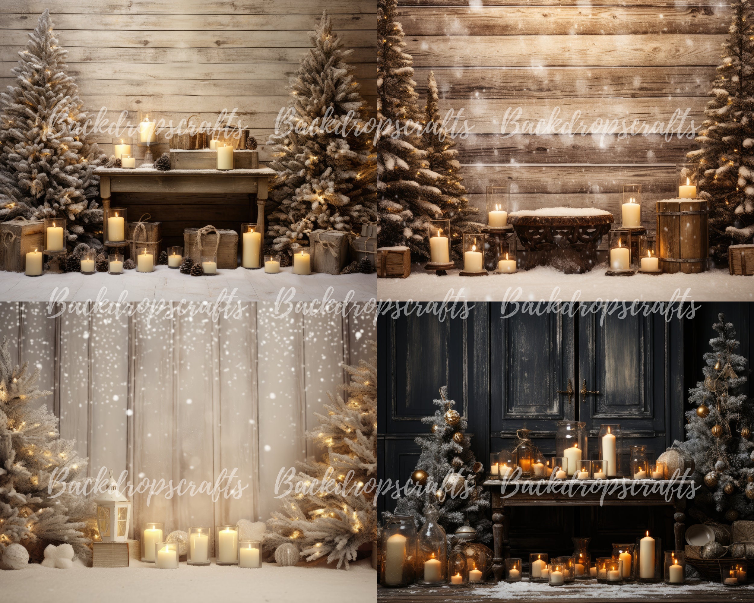 8 Photography Digital Background, Winter Christmas Tree Template ...