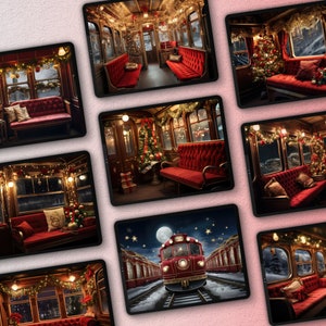 30 Christmas Polar Express Digital Backdrops, Digital Christmas Bundle ...