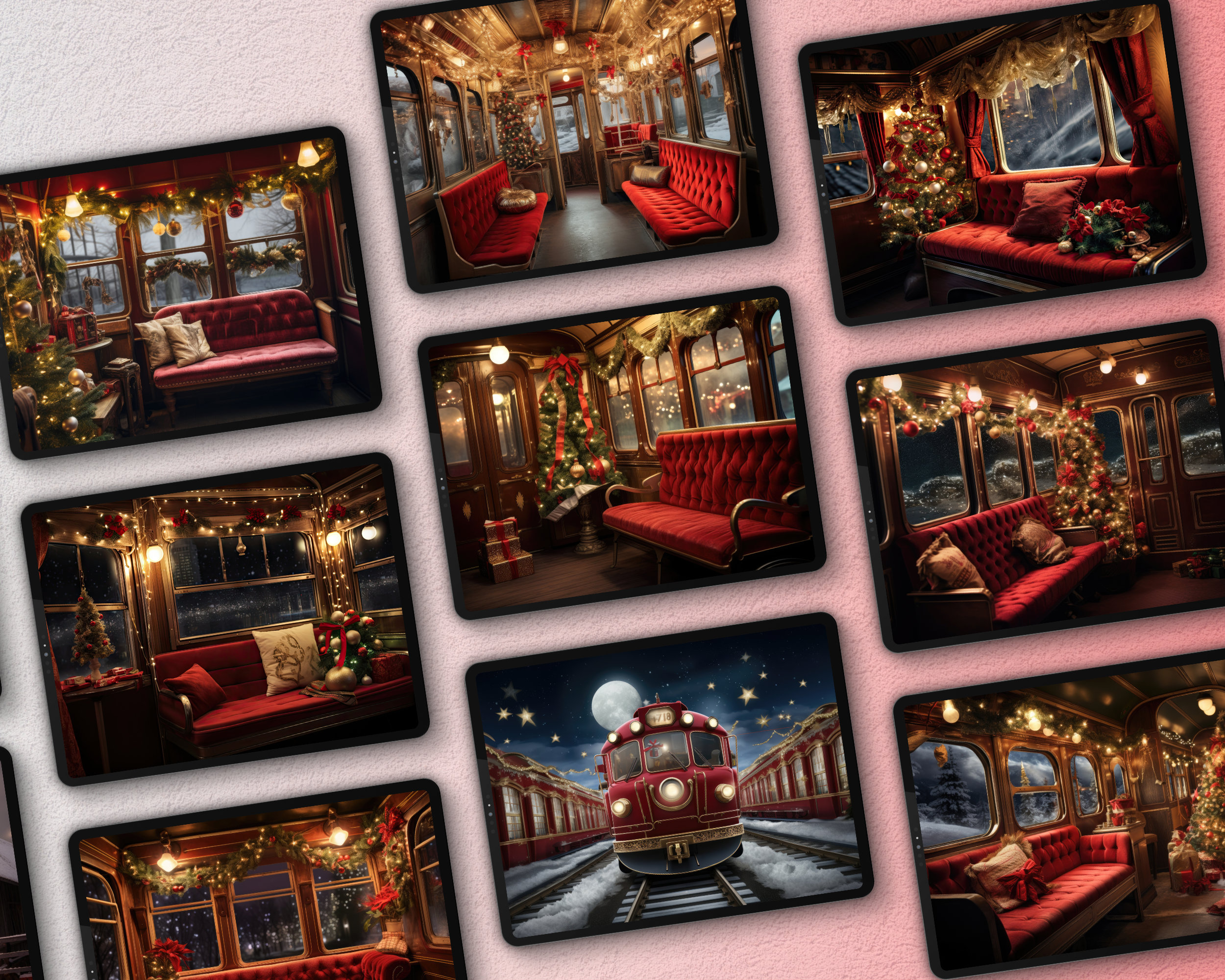 30 Christmas Polar Express Digital Backdrops, Digital Christmas Bundle ...
