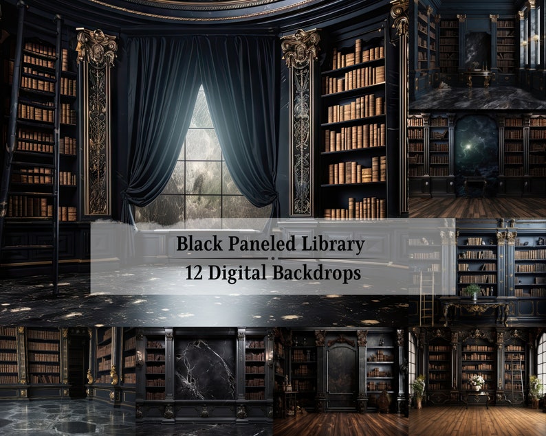 12 Zoom Background, Dark Library Virtual Zoom Backdrop, Microsoft Teams ...