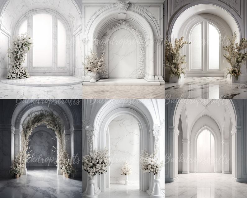 30 Elegant White Arched Room Backdrop, Digital Backdrops, Maternity ...
