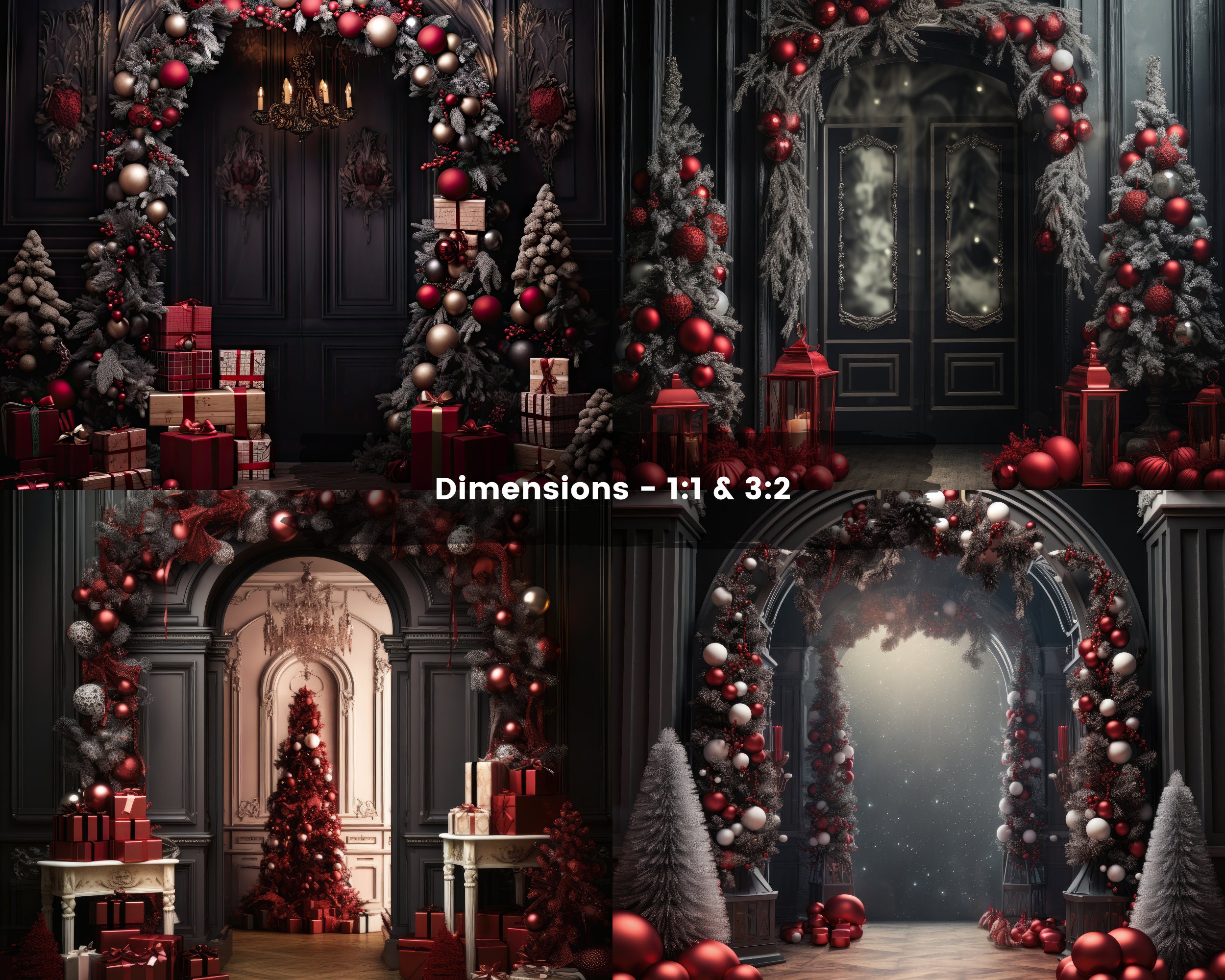 Vintage Christmas Portrait Backdrops for Photography Dark and - Etsy