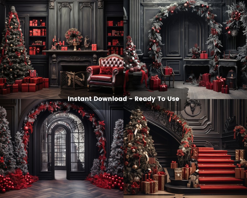 Vintage Christmas Portrait Backdrops for Photography Dark and - Etsy