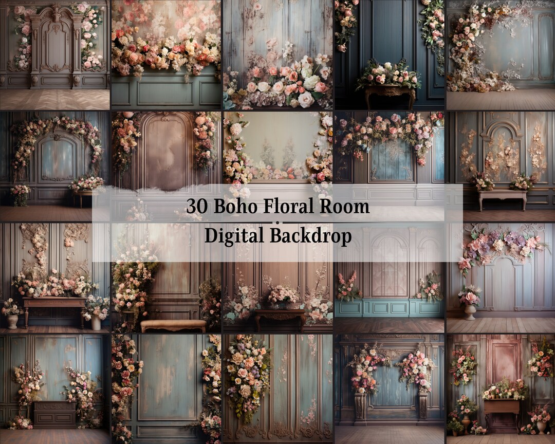 30 Fine Art Digital Backdrops, Boho Floral Room, Fine Art Textures ...