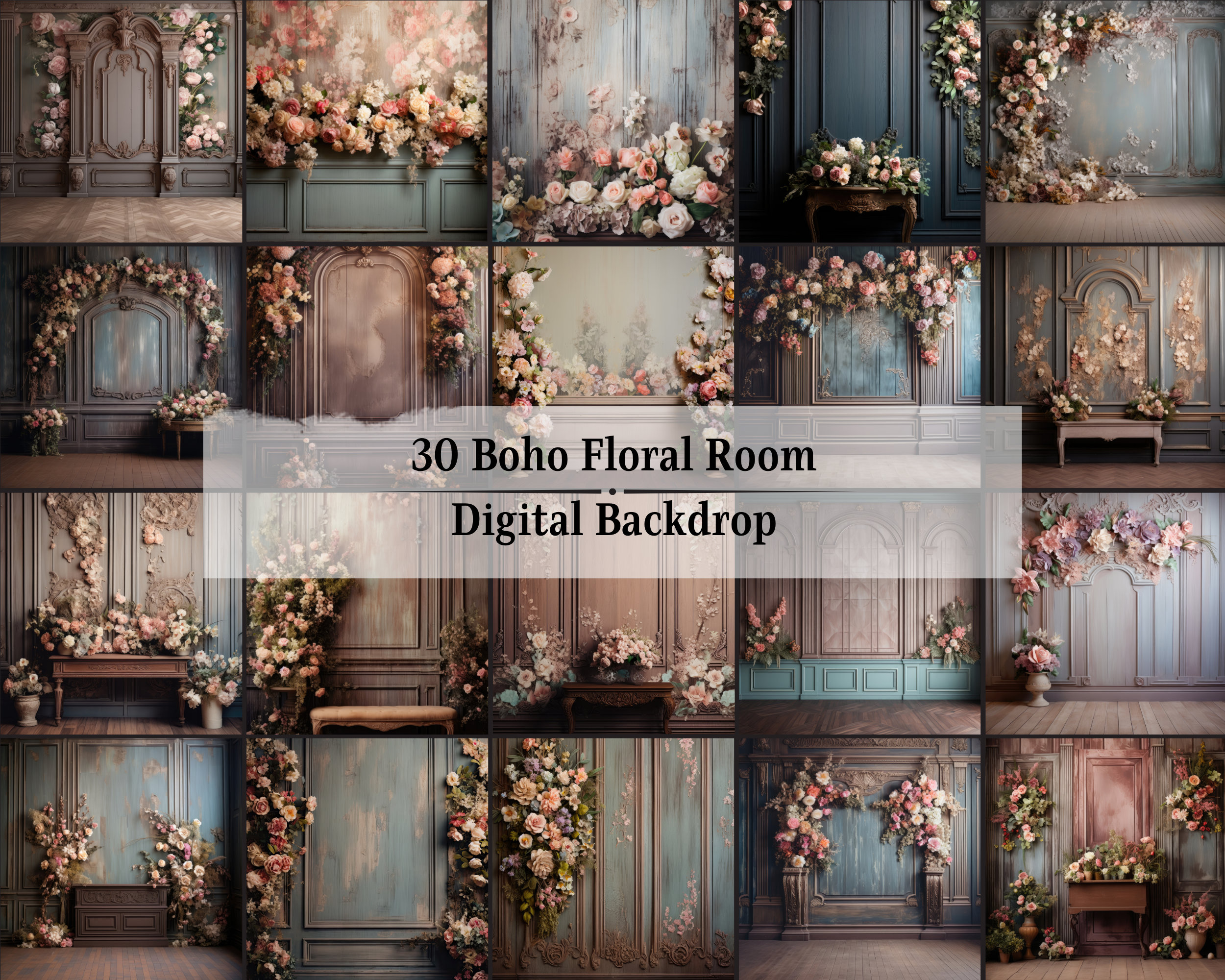 30 Fine Art Digital Backdrops Boho Floral Room Fine Art - Etsy