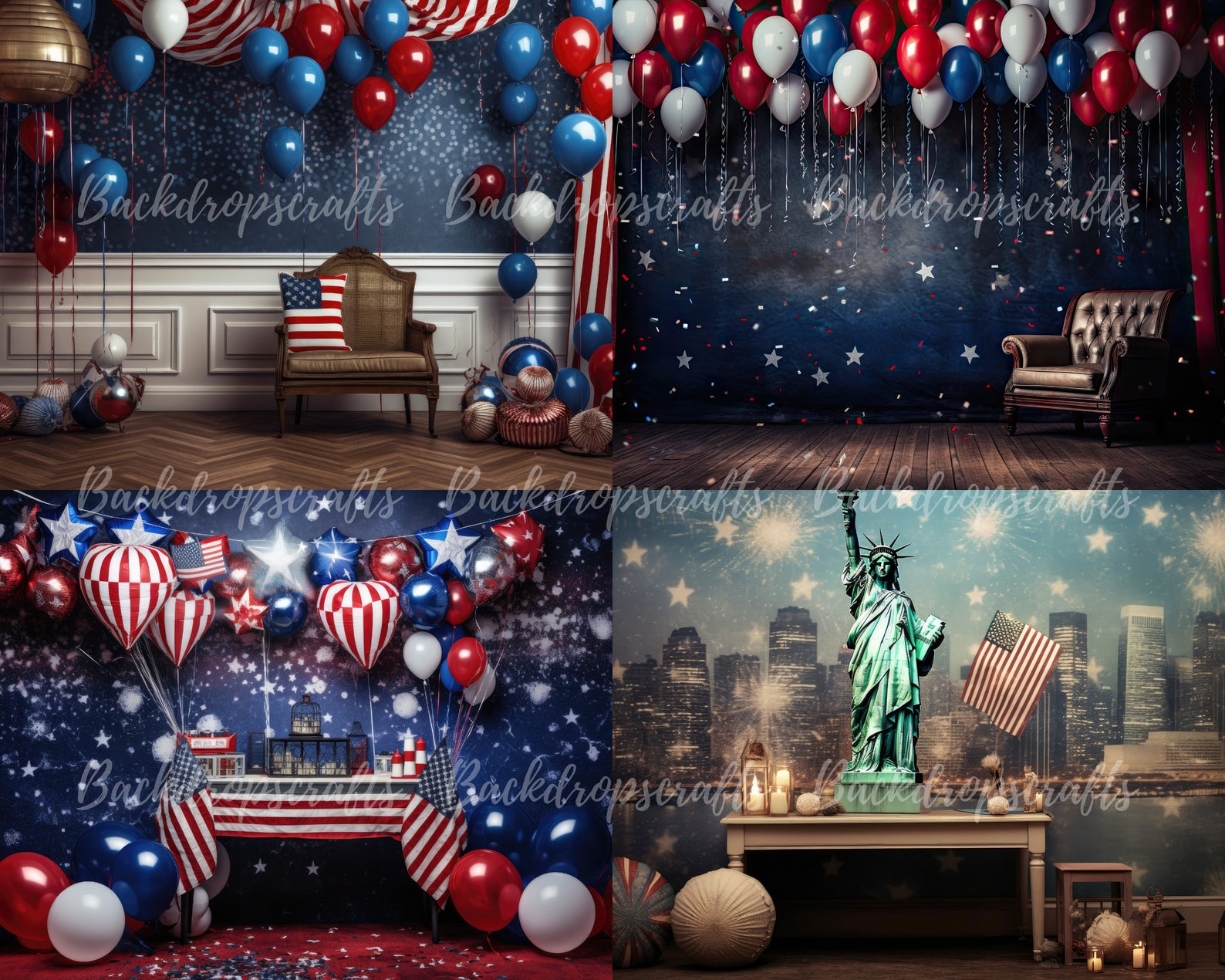 4th of July Digital Backdrops Mega Bundle Patriot Holiday Independence ...