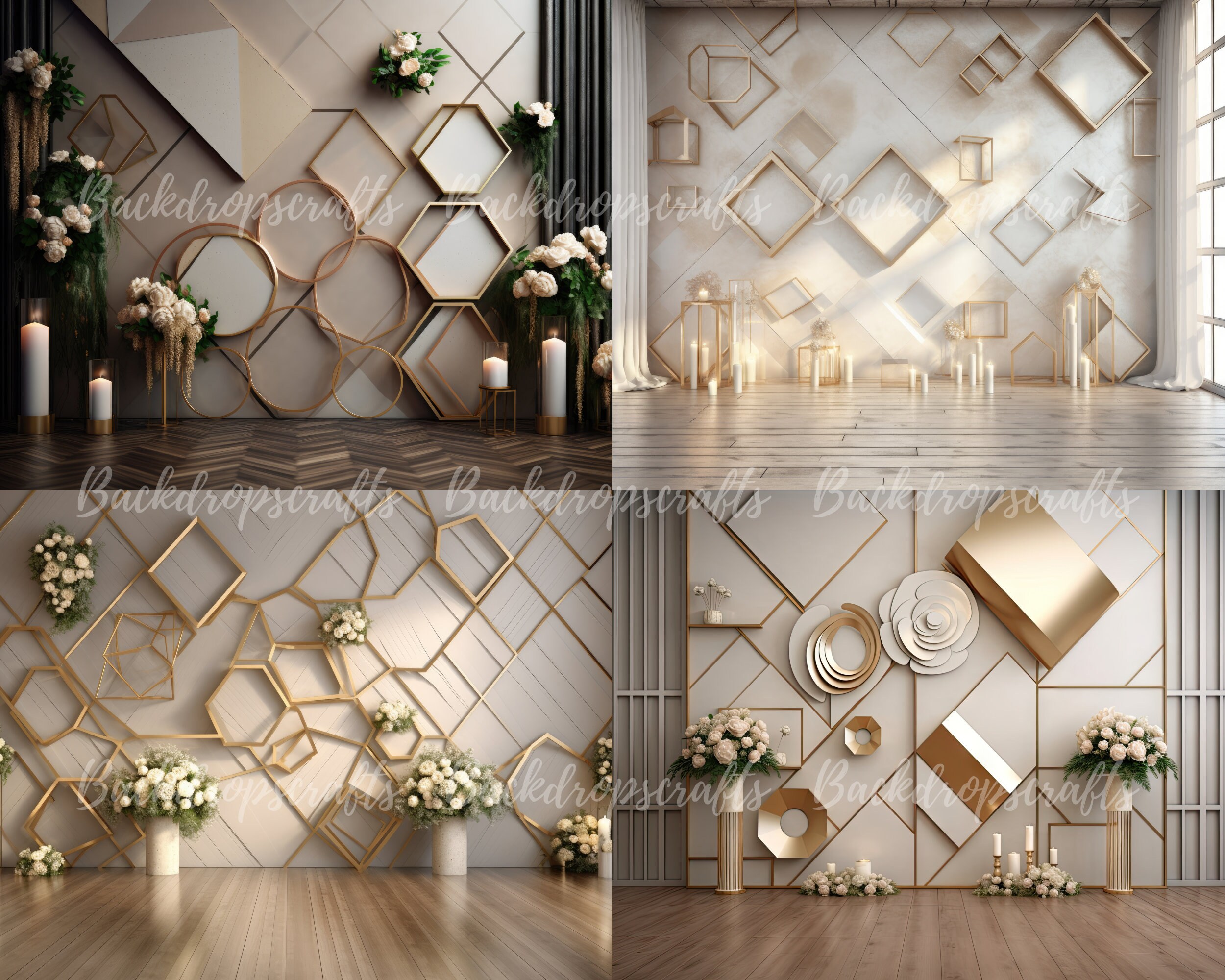 24 Digital Backdrop Overlays Digital Gold and White - Etsy