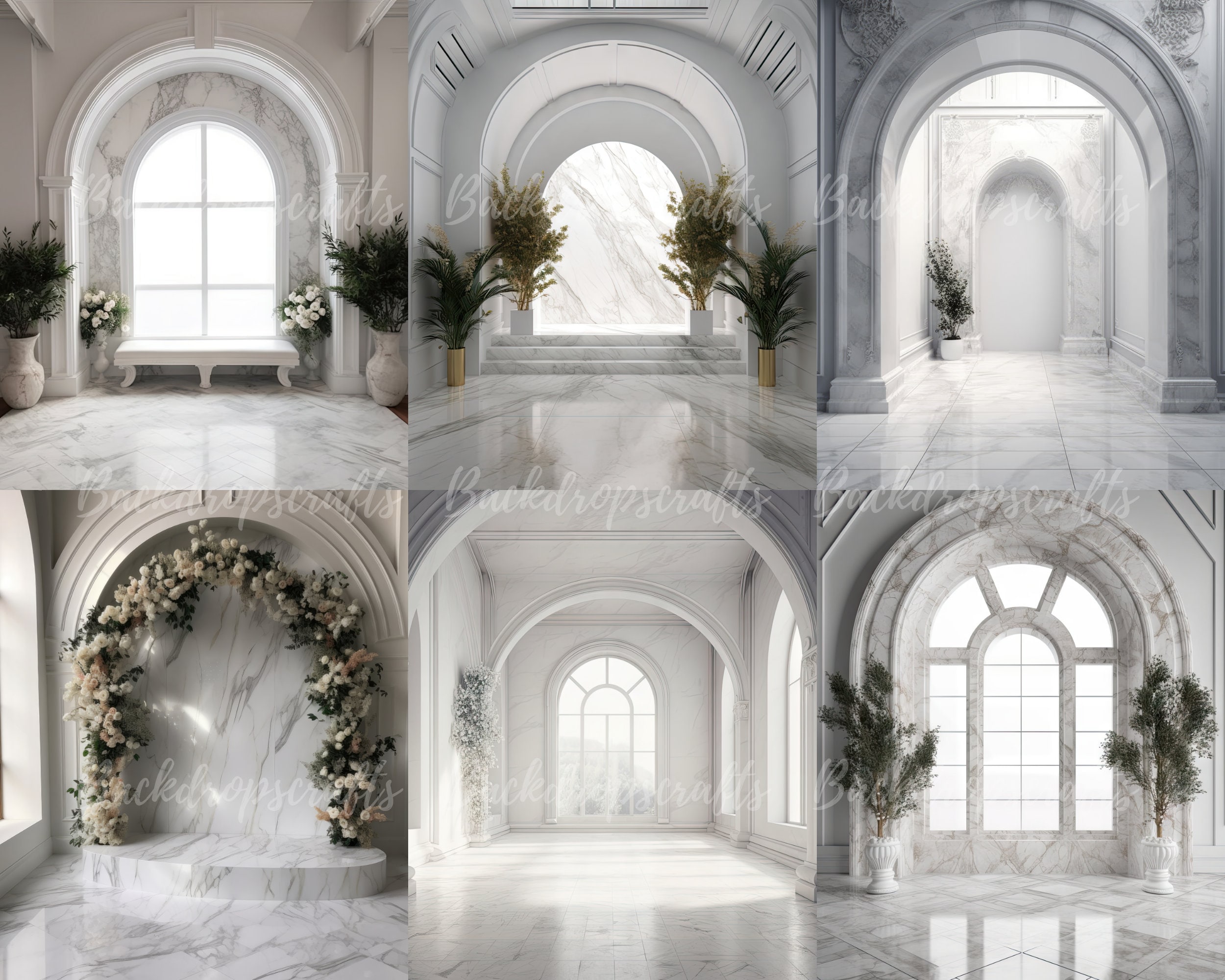 30 Elegant White Arched Room Backdrop, Digital Backdrops, Maternity ...