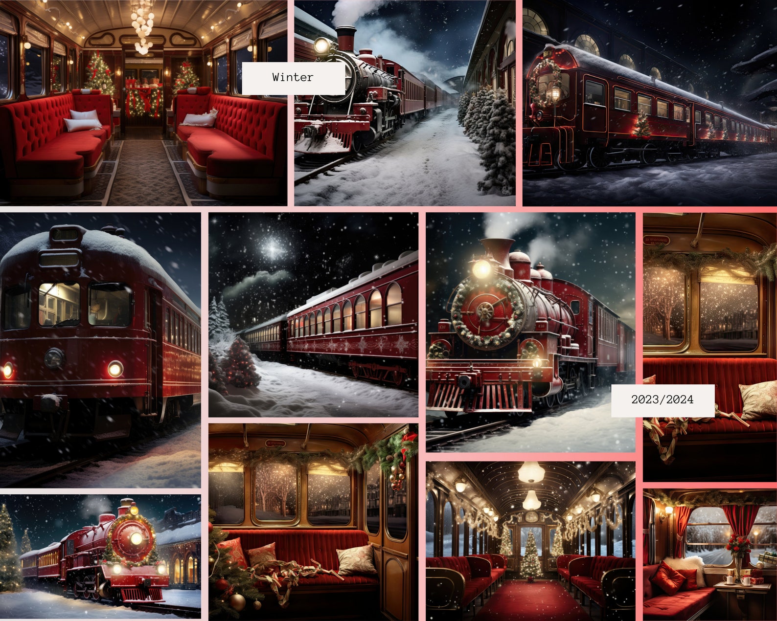 30 Christmas Polar Express Digital Backdrops, Digital Christmas Bundle ...