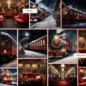 30 Christmas Polar Express Digital Backdrops, Digital Christmas Bundle ...