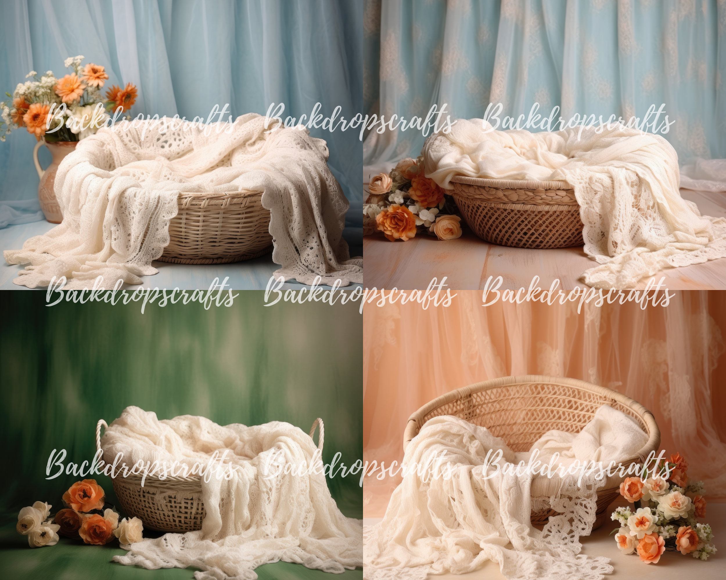 Newborn Boho Basket Digital Backdrops 8 Boho Inspired Newborn - Etsy