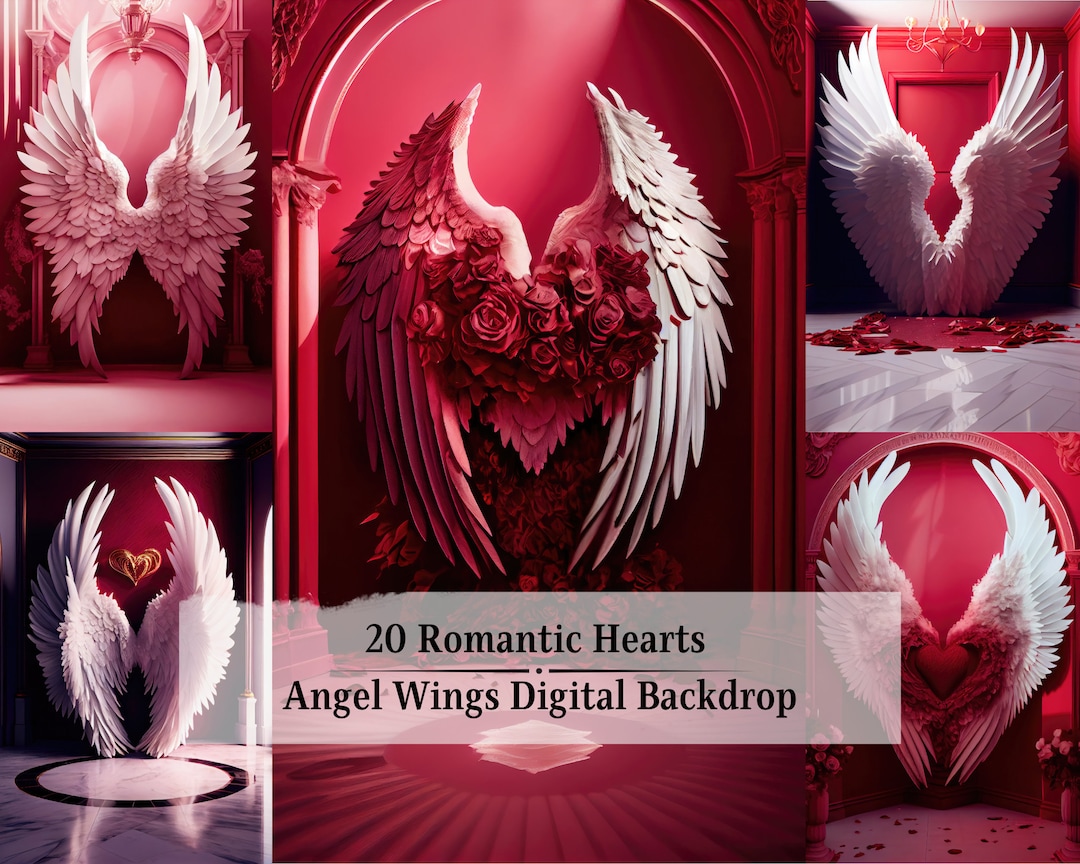 20 Romantic Angel Wings Digital Backdrops, Love Backgrounds for ...