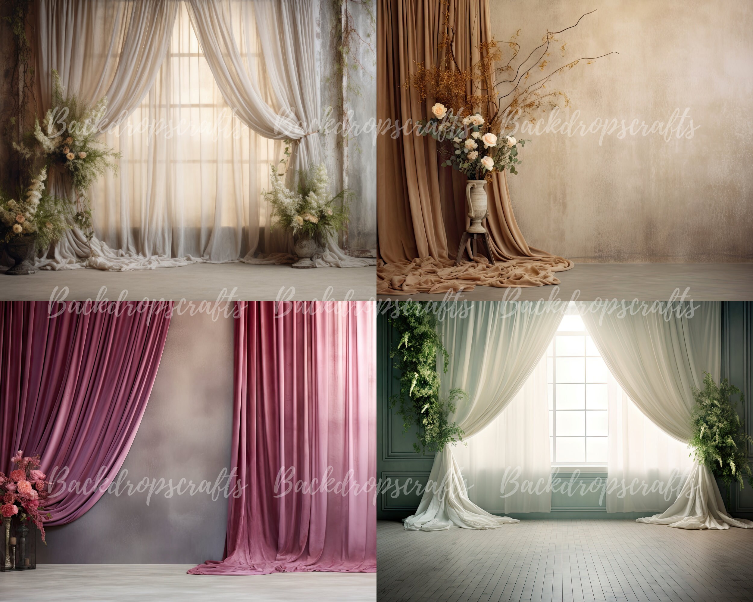 24 Maternity Floral Digital Backdrops, Stunning Maternity Photoshoot ...