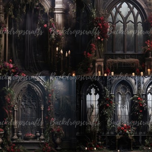 16 Vampire Gothic Backdrop Overlays Digital Backgrounds Floral Overlays ...