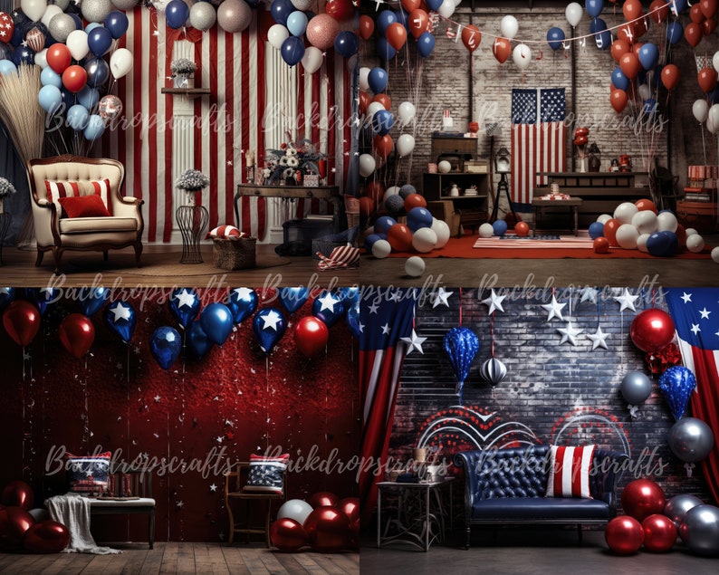 4th of July Digital Backdrops Mega Bundle Patriot Holiday Independence ...