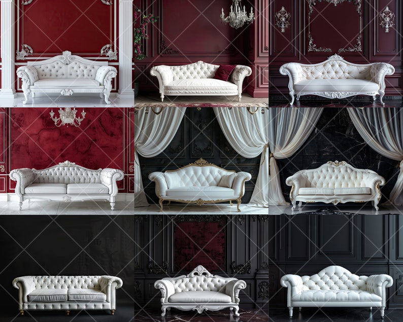 White Sofa Digital Backgrounds, Perfect for Family Portrait Photography ...