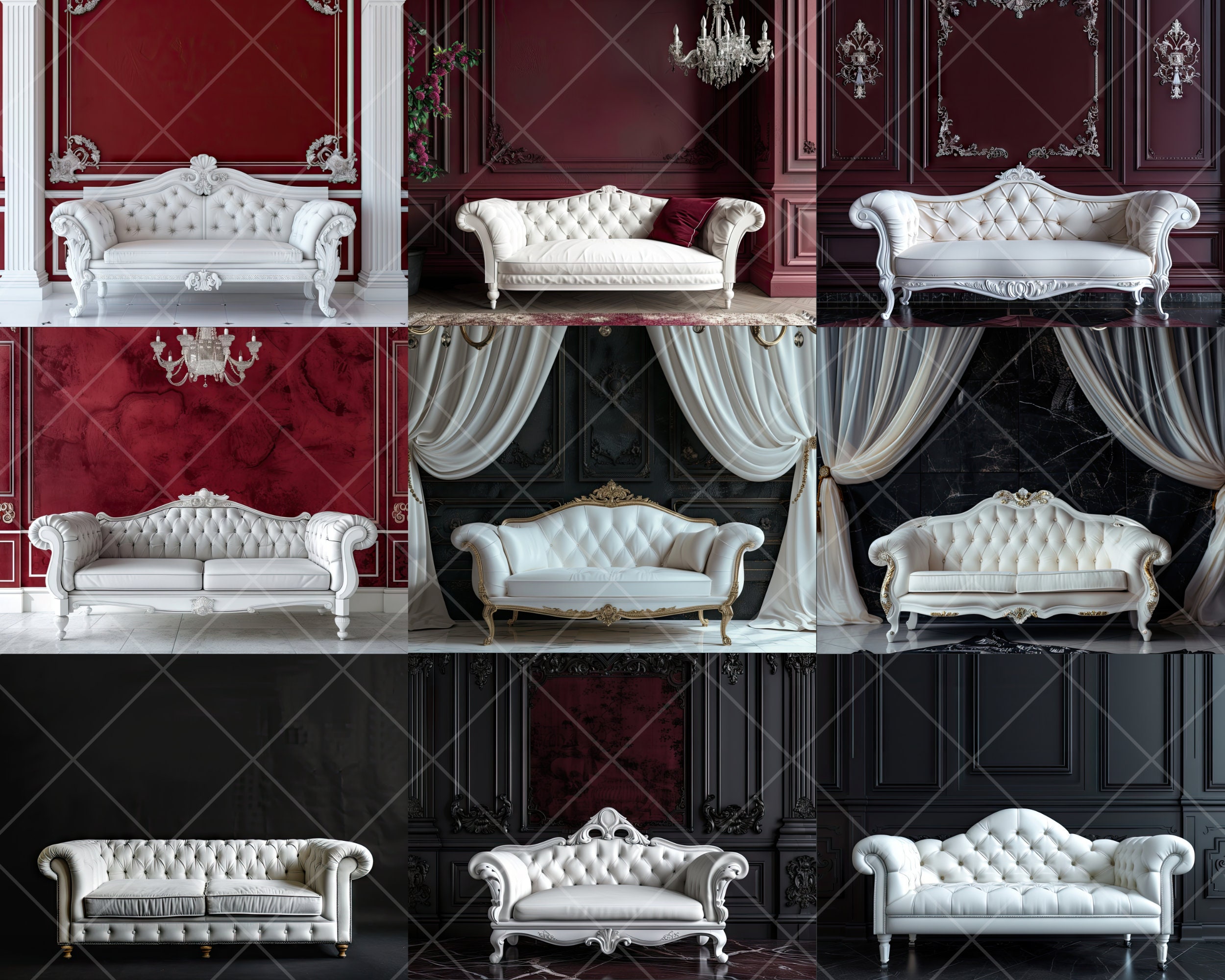 White Sofa Digital Backgrounds, Perfect for Family Portrait Photography ...