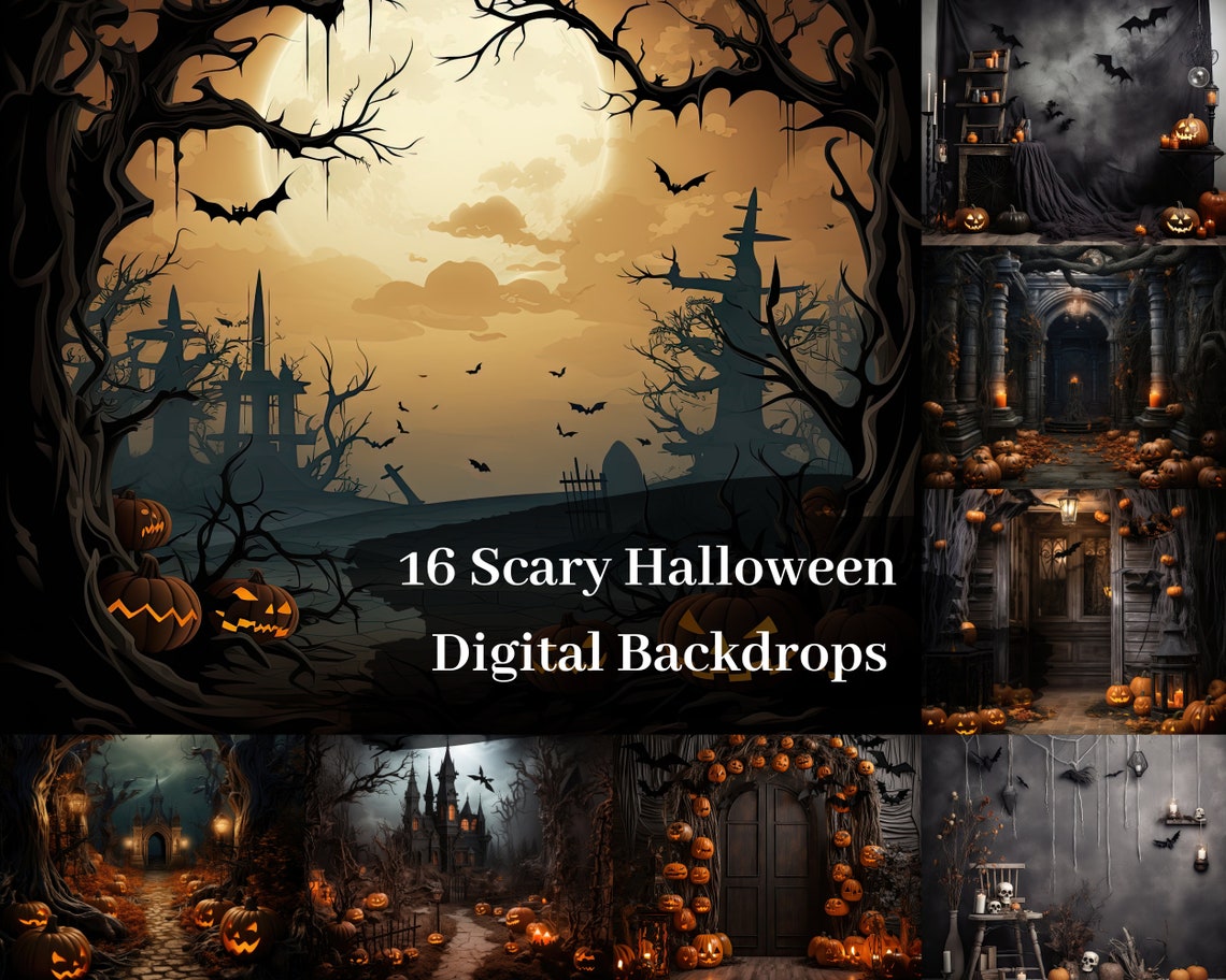16 Halloween Backdrops Horror Scary Digital Backdrops - Etsy