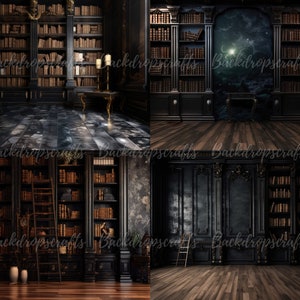 12 Zoom Background, Dark Library Virtual Zoom Backdrop, Microsoft Teams ...