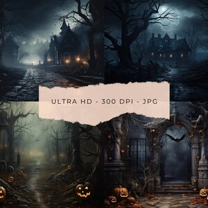 16 Halloween Digital Backdrops of Haunted Hills, Scary Backgrounds ...